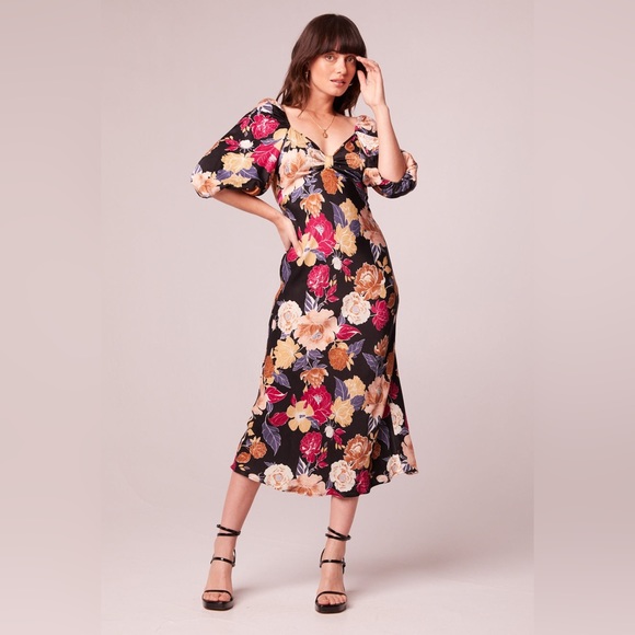 Band Of The Free | Dresses | Bog Collective Astrid Black Floral Dress ...
